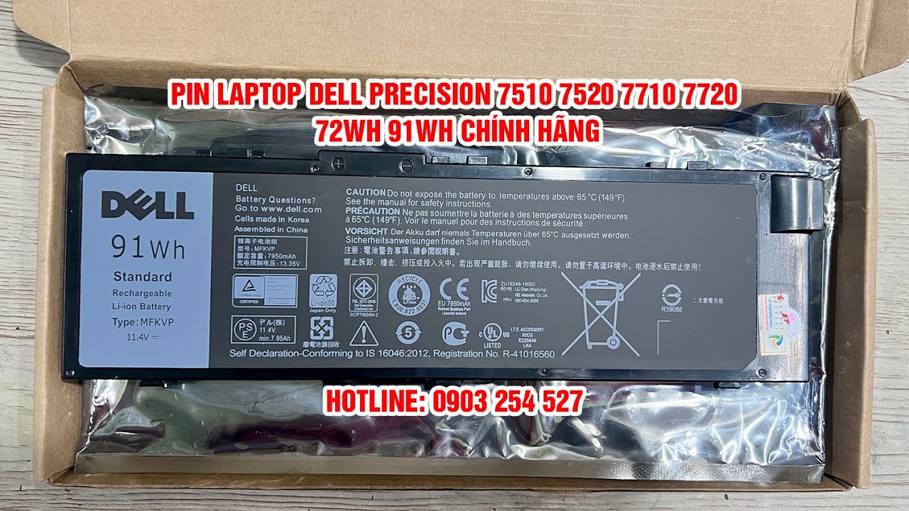 PIN LAPTOP DELL PRECISION 7510 7520 7710 7720 72WH 91WH Chính hãng ...