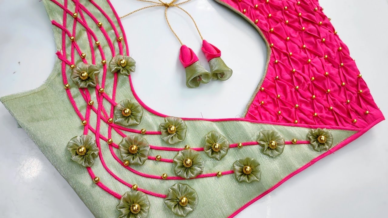 Two colour combination blouse back neck design | blouse gala design ...