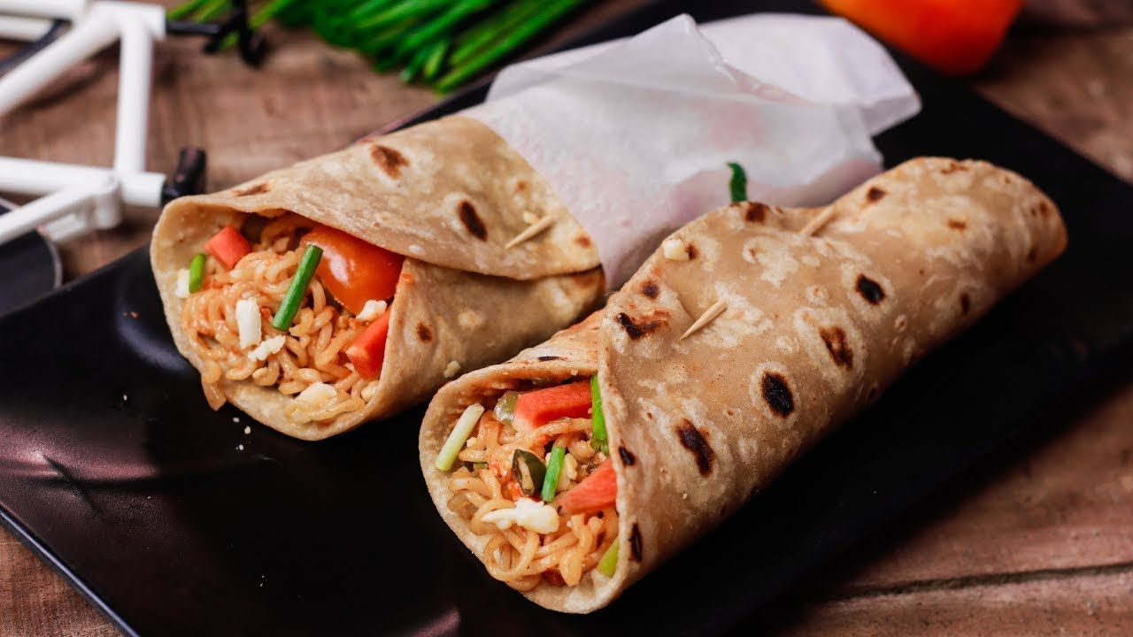 Noodles Kathi Rolls | Yippee Noodles Frankie Recipe | Breakfast Recipe ...