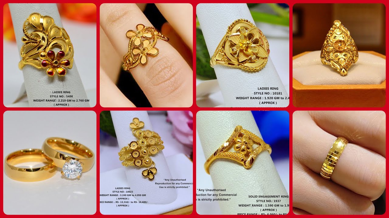 40+ Latest Gold Rings Design For Woman 2021 | Lightweight Trendy Studs ...