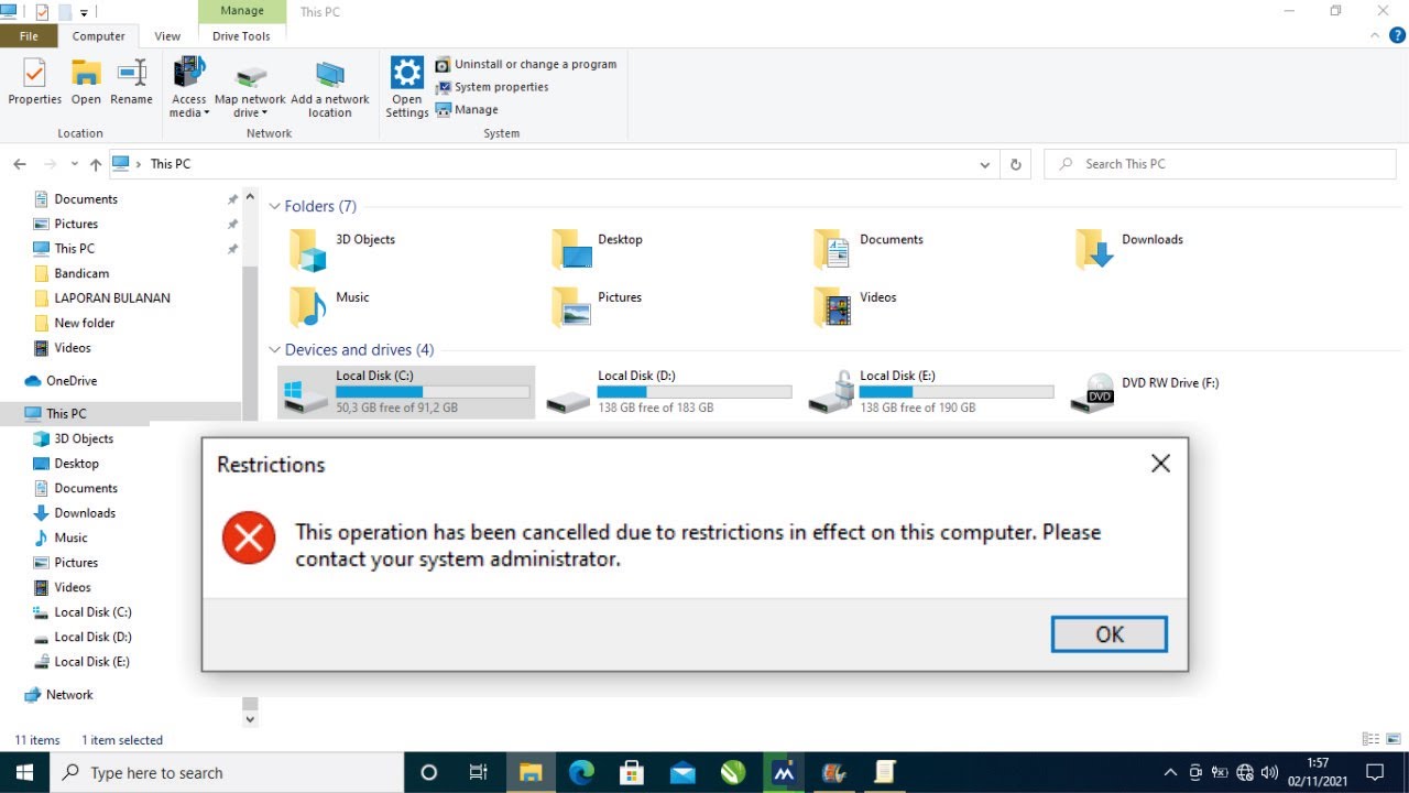 Cara Mengatasi This operation has been cancelled due to in effect on ...