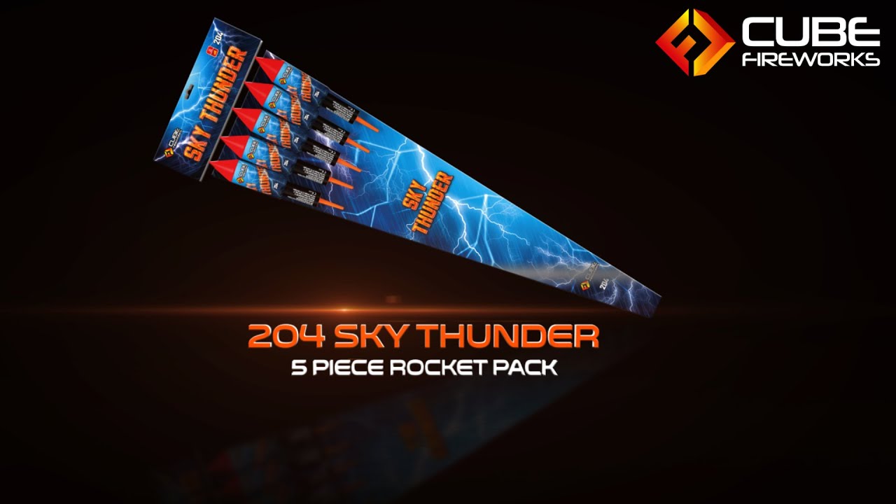 Cube Fireworks - 204 Sky Thunder 5 Piece Rocket Pack - YouTube