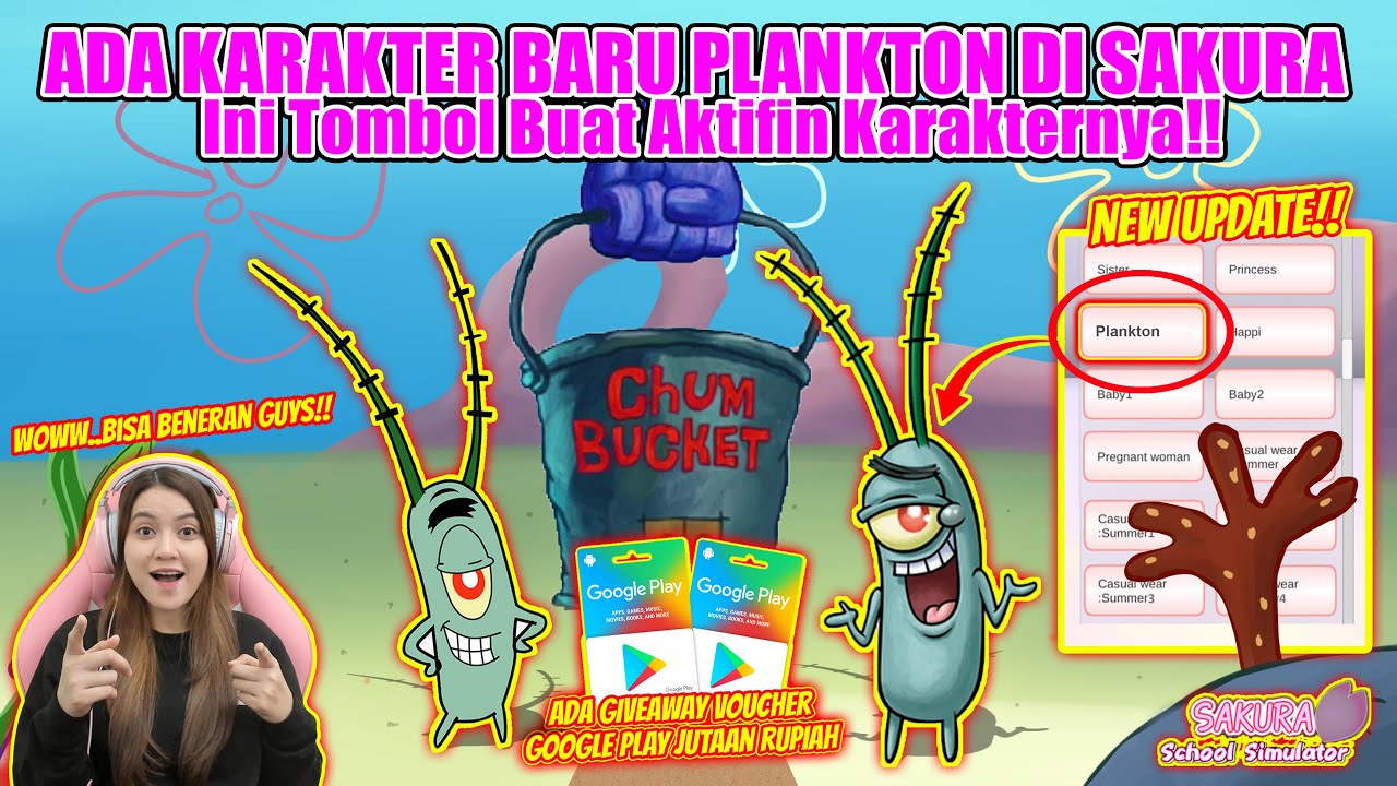 INI DIA NIH..CARA AKTIFKAN TOMBOL BUAT MUNCULIN KARAKTER PLANKTON!! SAKURA SCHOOL SIMULATOR-PART ...