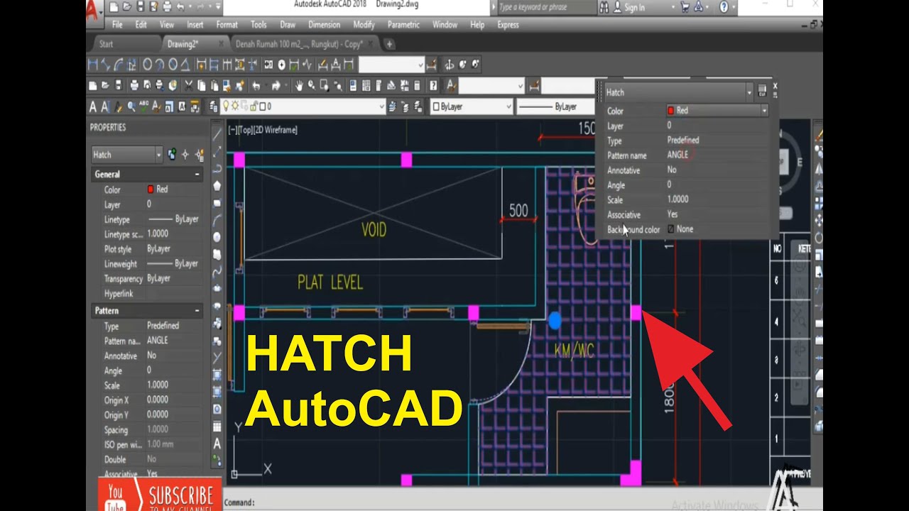 CARA HATCH ATAU MEMBERI ARSIRAN DI AUTOCAD Bahasa Indonesia #Part4 ...