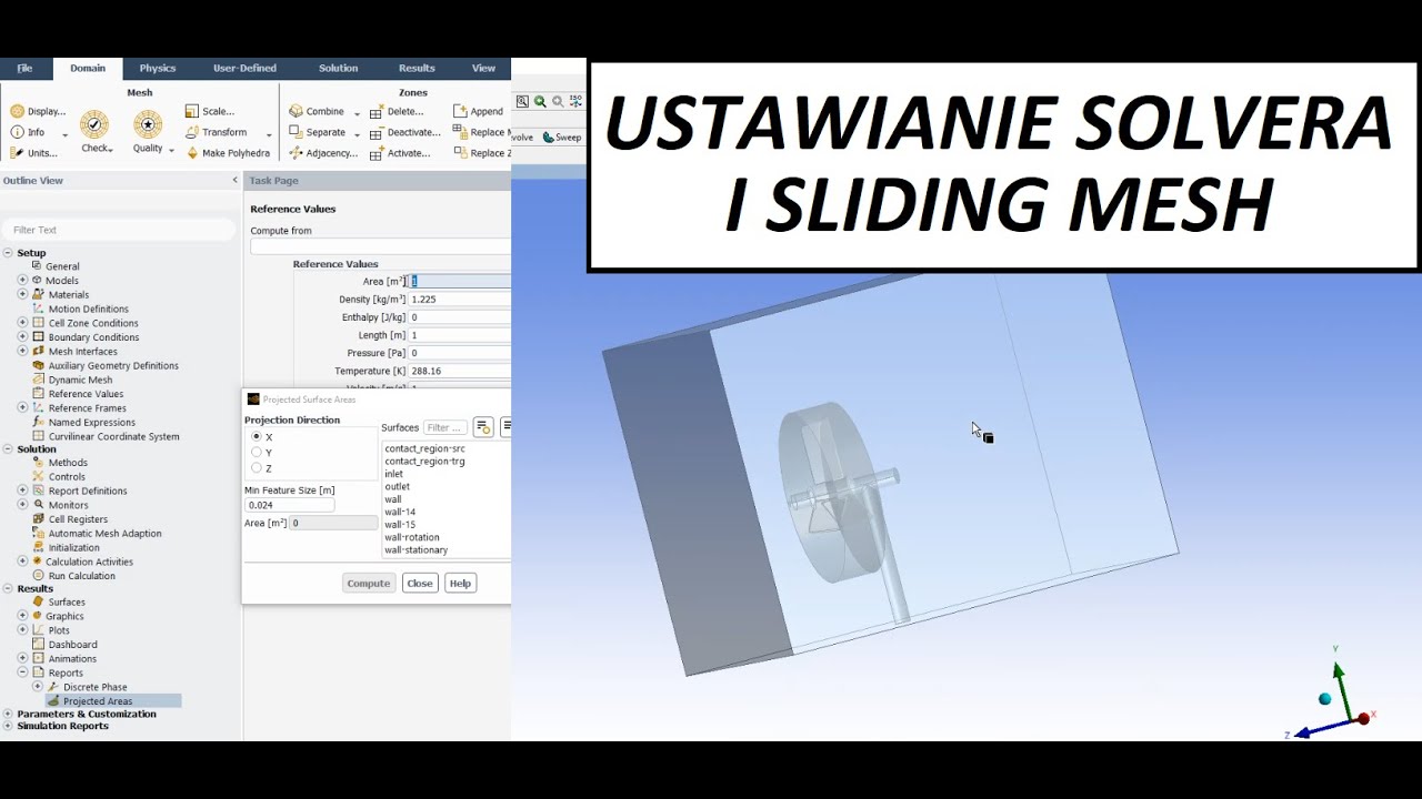 Poradnik Ansys Fluent 2: Ustawianie solvera i sliding mesh - YouTube