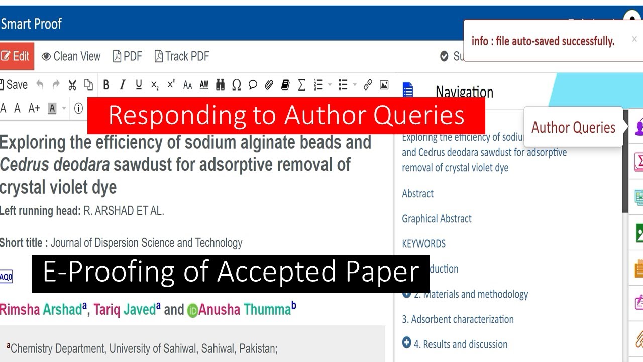 Submitting PDF Proof to Journal | Author Queries | e-Proofing of ...