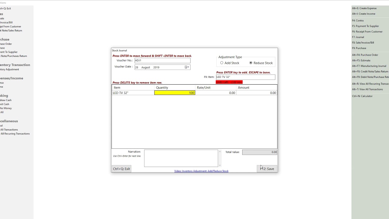 Add or Reduce Stock | Inventory Adjustment Voucher | Book Keeper ...