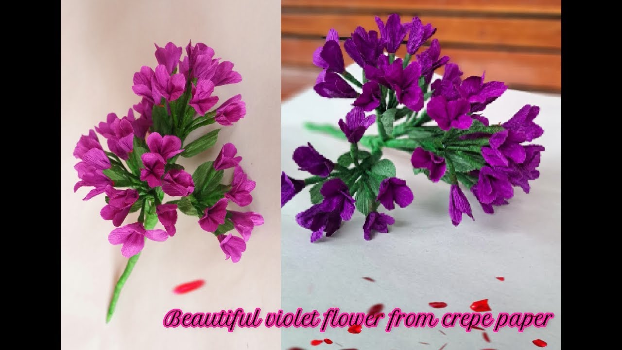 Easy Ways to make Beautiful violet flower from crepe paper/ Bunga ...