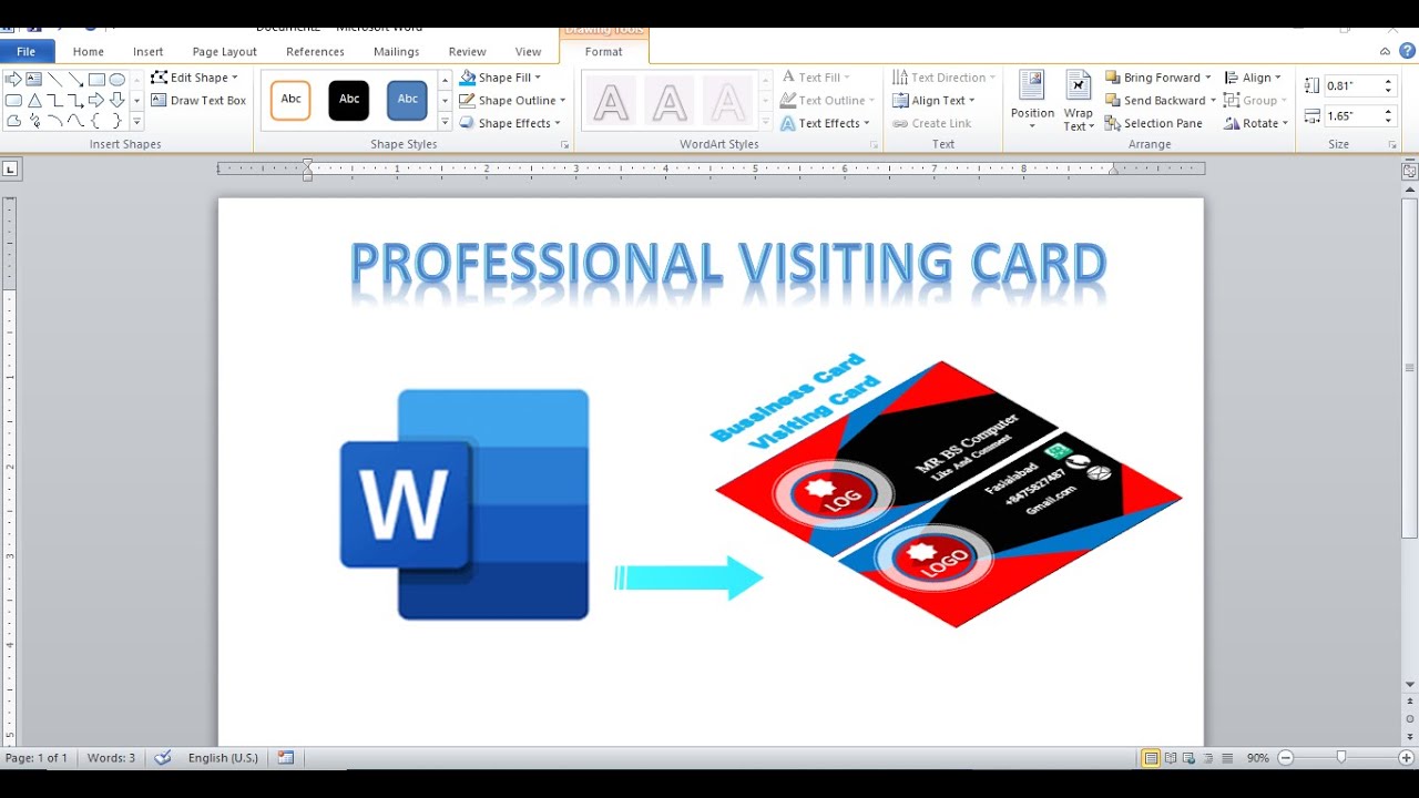 How to make Visiting Card Design in ms word|Business card | Mr. BS ...