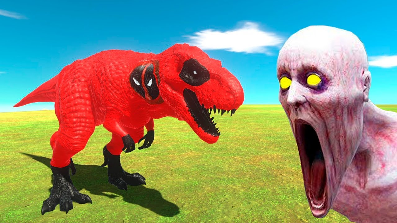DEADPOOL T REX VS THE SHY GUY (SCP-096) - ANIMAL REVOLT BATTLE ...