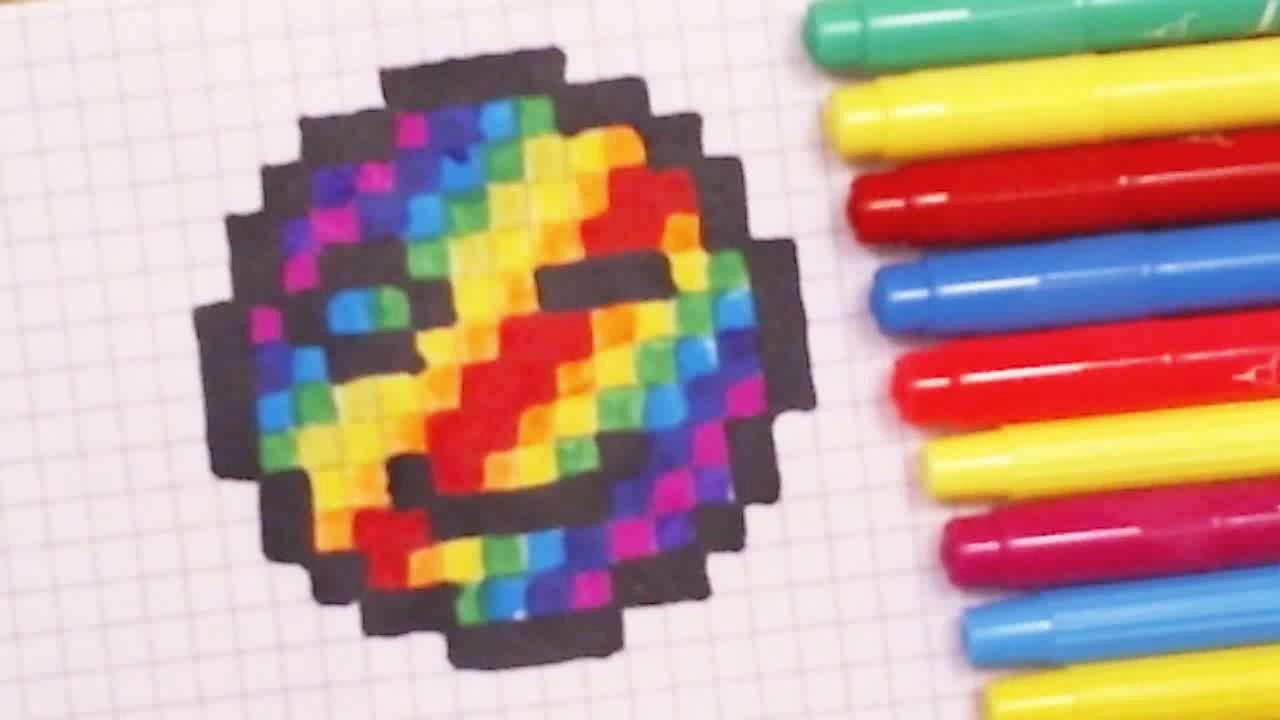 Handmade Pixel Art - How To Draw а rainbow smiley - YouTube