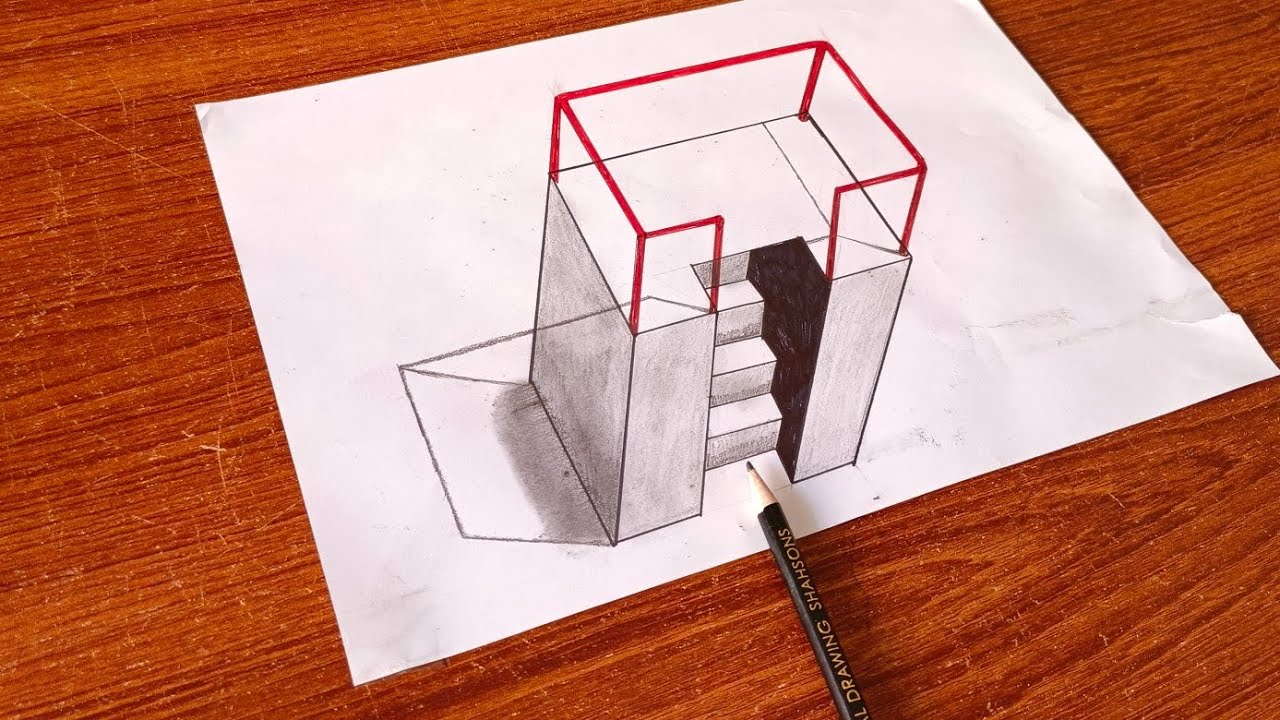 Very easy 3d drawing on paper for beginners - How to draw 3d - YouTube