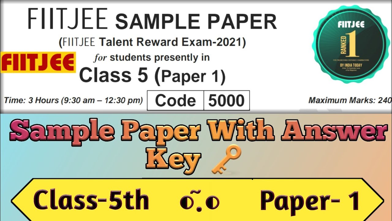 FIITJEE FTRE 2021 Sample Paper of Class 5th | Paper 1 | Fiitjee Talent ...