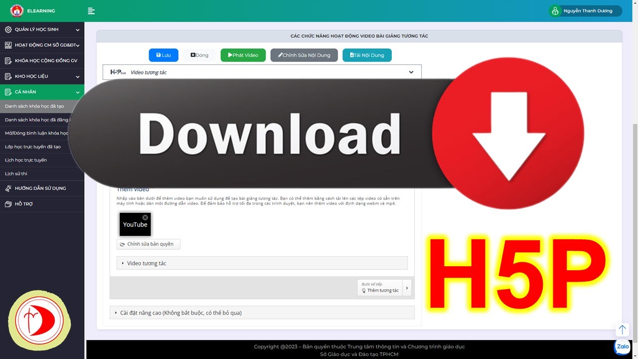 Tải bài giảng trương tác lưu về máy tính dưới dạng H5P trên LMS Elearning 360 - YouTube