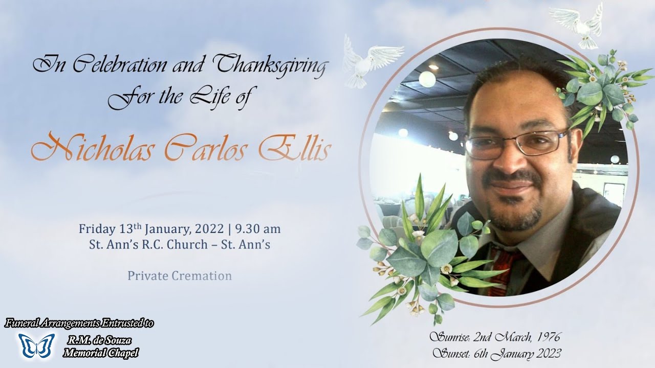 Funeral Service of Nicholas Carlos Ellis - YouTube