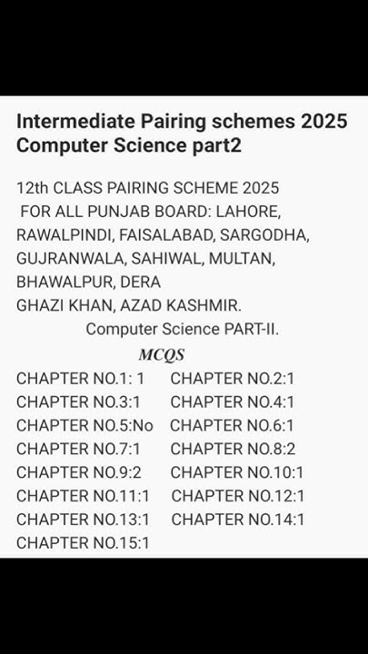 2nd year computer science pairing scheme 2025|Best scheme |#educationalworld#learnology# ...