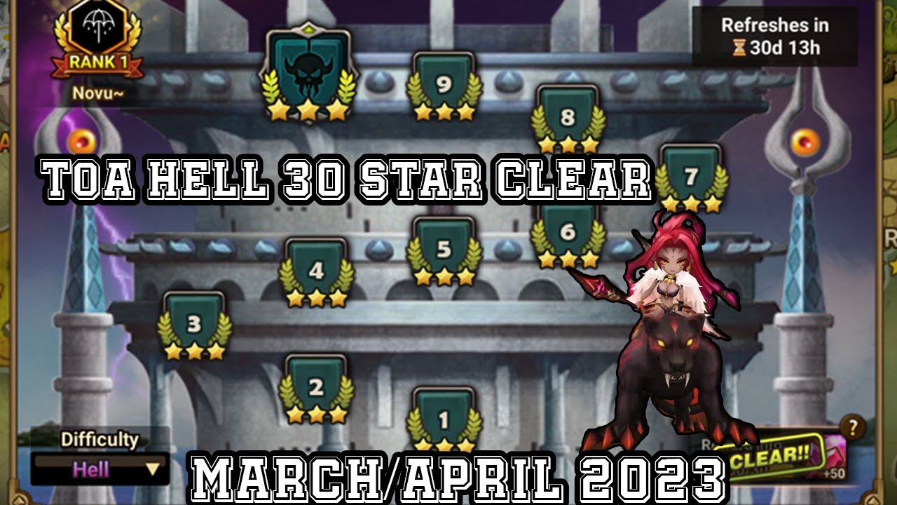 TOA Hell 30 Star Clear March/April 2023 *Summoners War* - YouTube