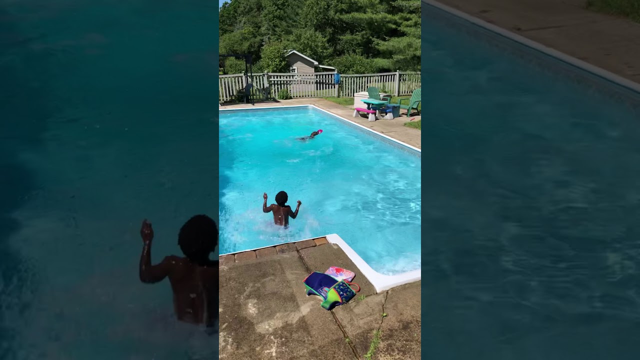 Jumping inside of a residential pool at our house - YouTube