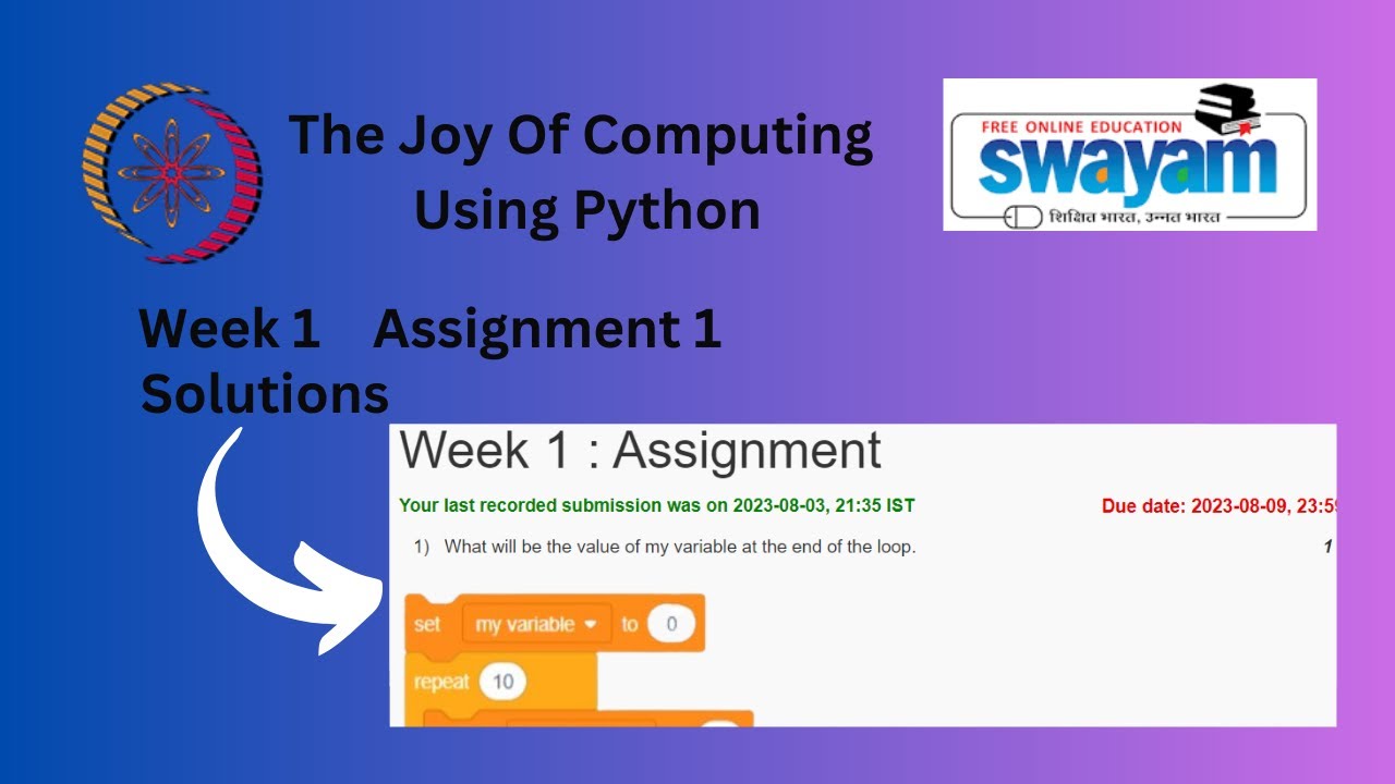 The Joy Of Computing Using Python Week 1 Assignment 1 Solution | NPTEL | Swayam | Jul - Dec 2023 ...