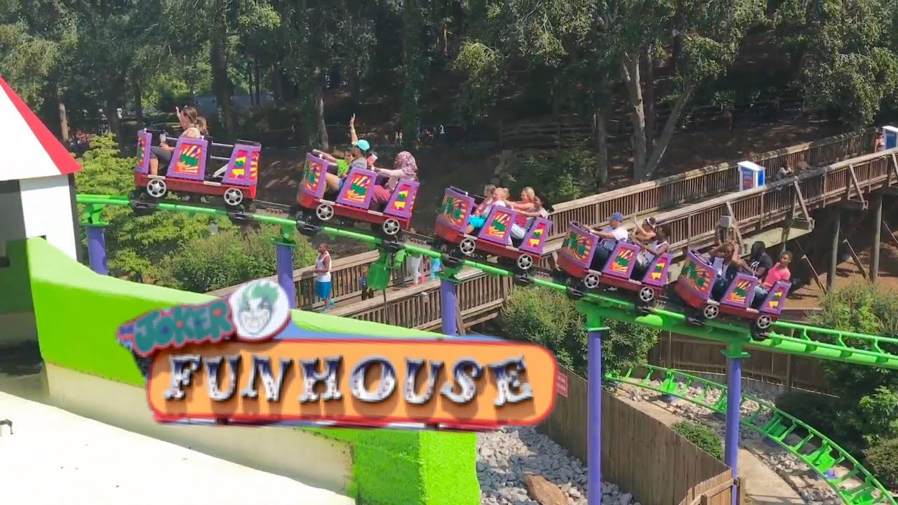 Joker Funhouse Coaster Off-Ride HD POV Six Flags Over Georgia - YouTube