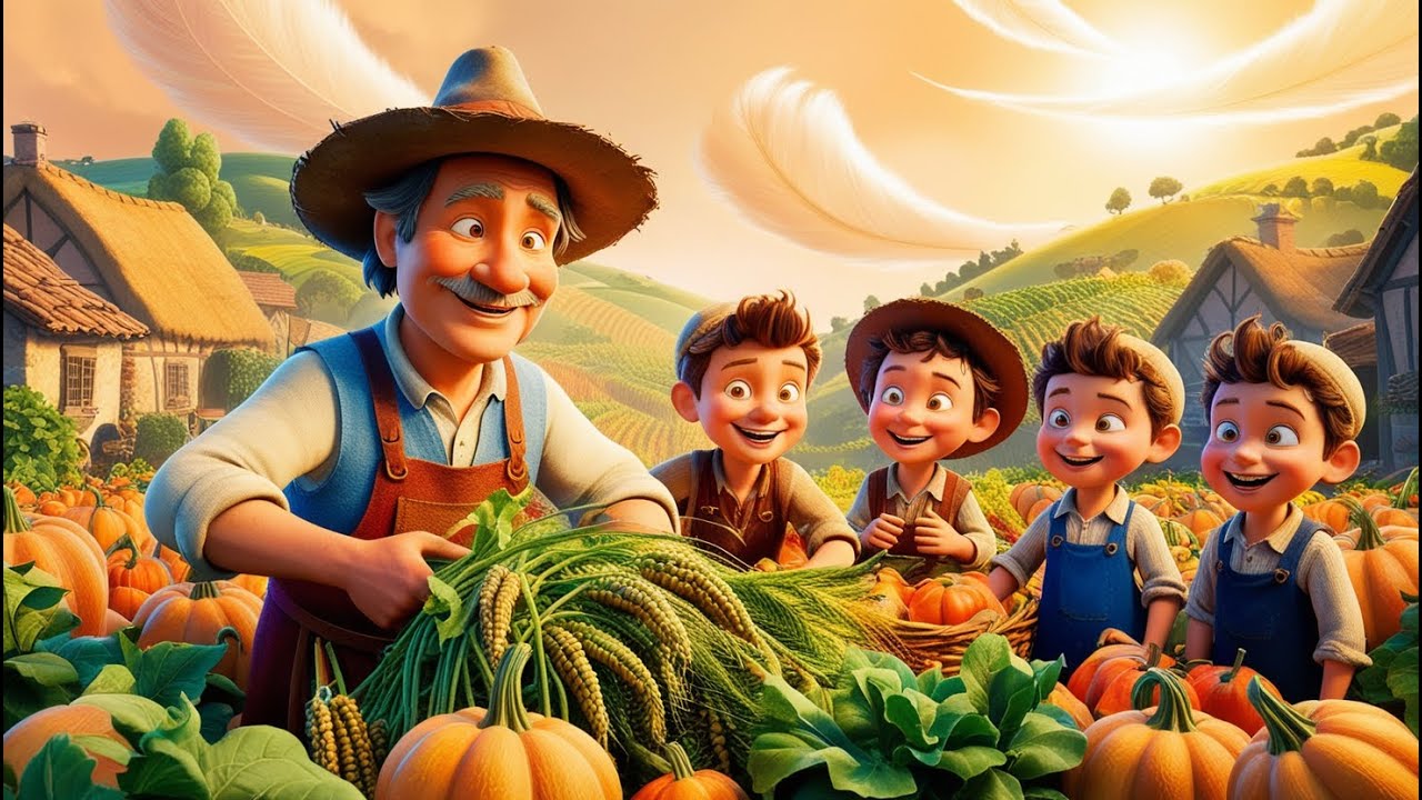 Farmer Father teaching a lesson to their sons "The Bundle of Sticks" is ...