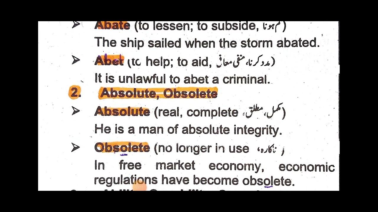 #pairs of words ,#Abate abet ,#Absolute, obsolete with complete ...