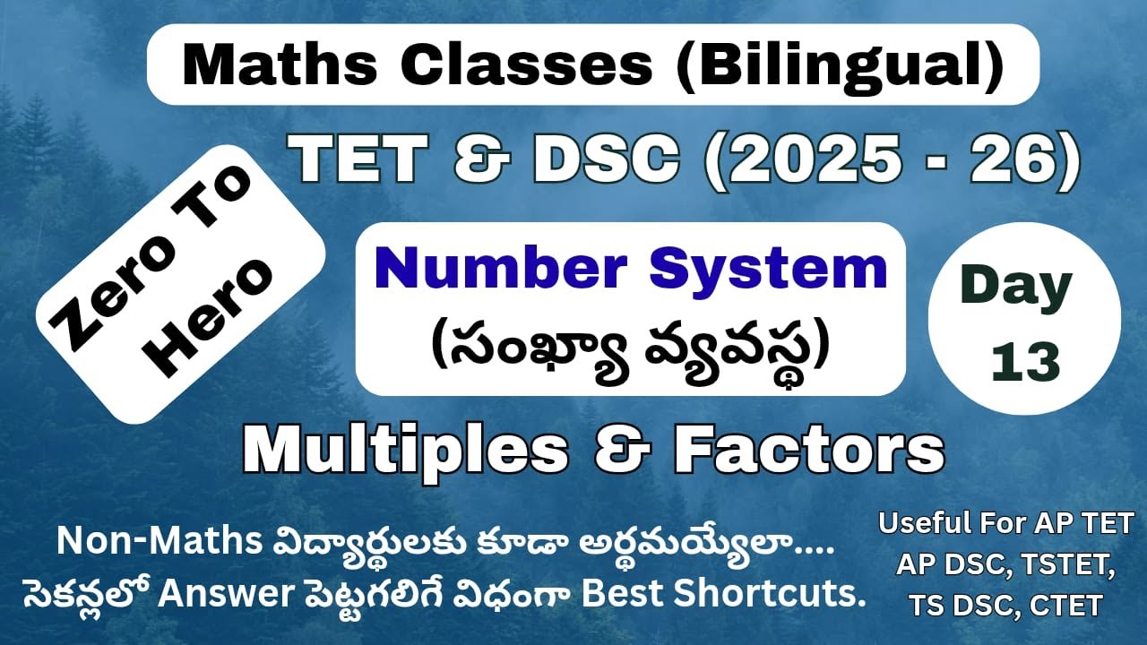 Maths classes for TET & DSC || Zero to Hero Day - 13 || Number system ...