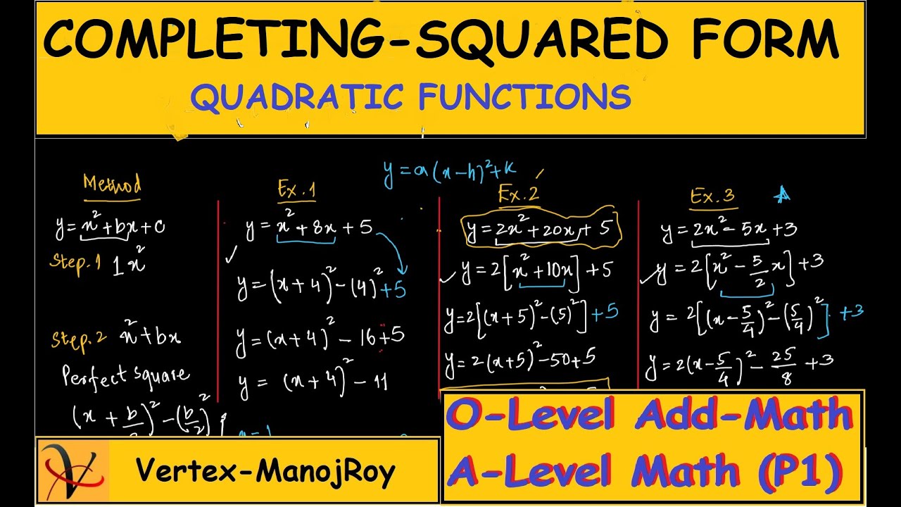 Completing Square Form Of Quadratic Function YouTube completing-square-form-of-quadratic-function-youtube