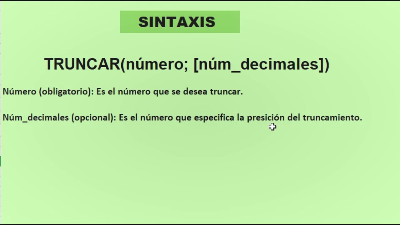 FUNCIÓN TRUNCAR DE EXCEL - YouTube