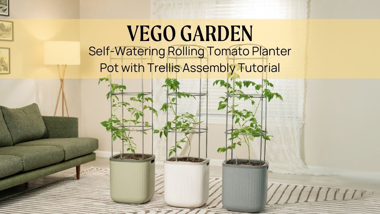 Self-Watering Rolling Tomato Planter Pot with Trellis Assembly Tutorial ...