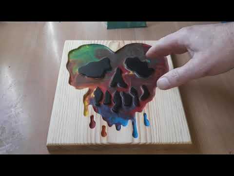 Melting crayon wax in a routed out skull..Fail - YouTube