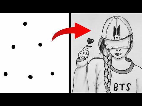 BTS Army Girl Drawing Easy/ BTS Girl Drawing Easy for Beginners/ BTS ...