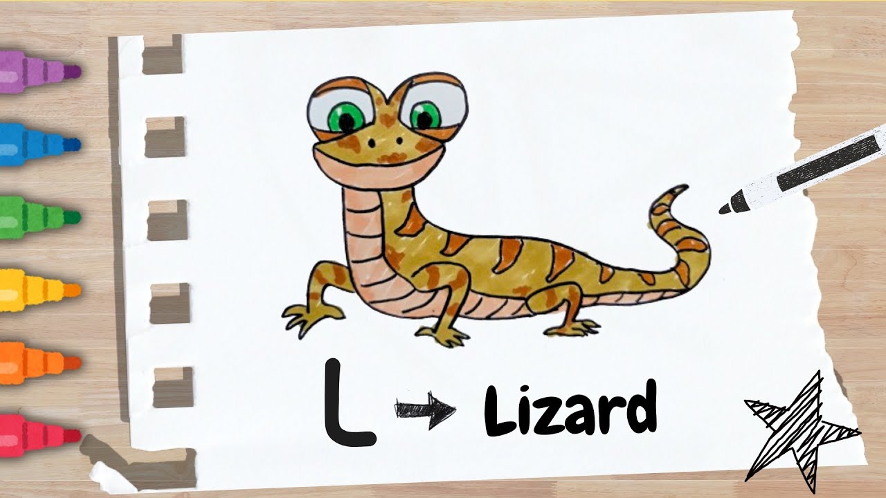 Tutorials Drawing Lizard from Letters L || Drawing Animals from Letters ...