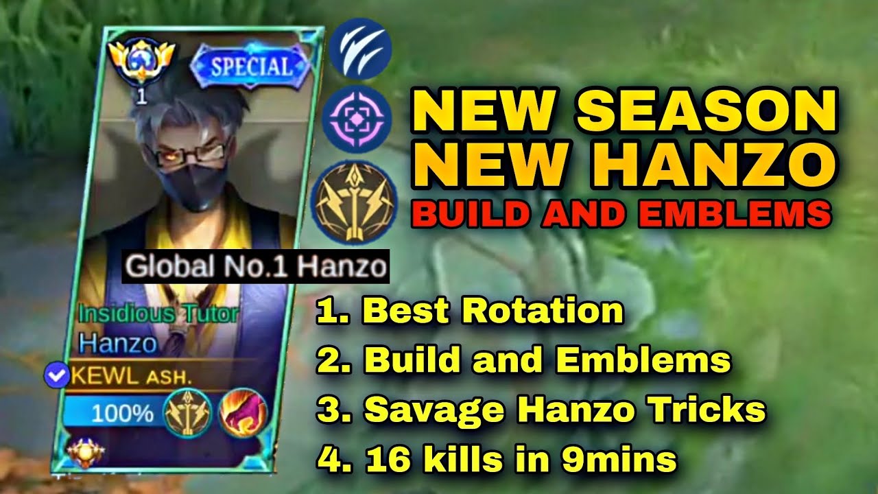 Hanzo New Season Best Build And Emblems ( 16 kills in 9mins 😱) - YouTube