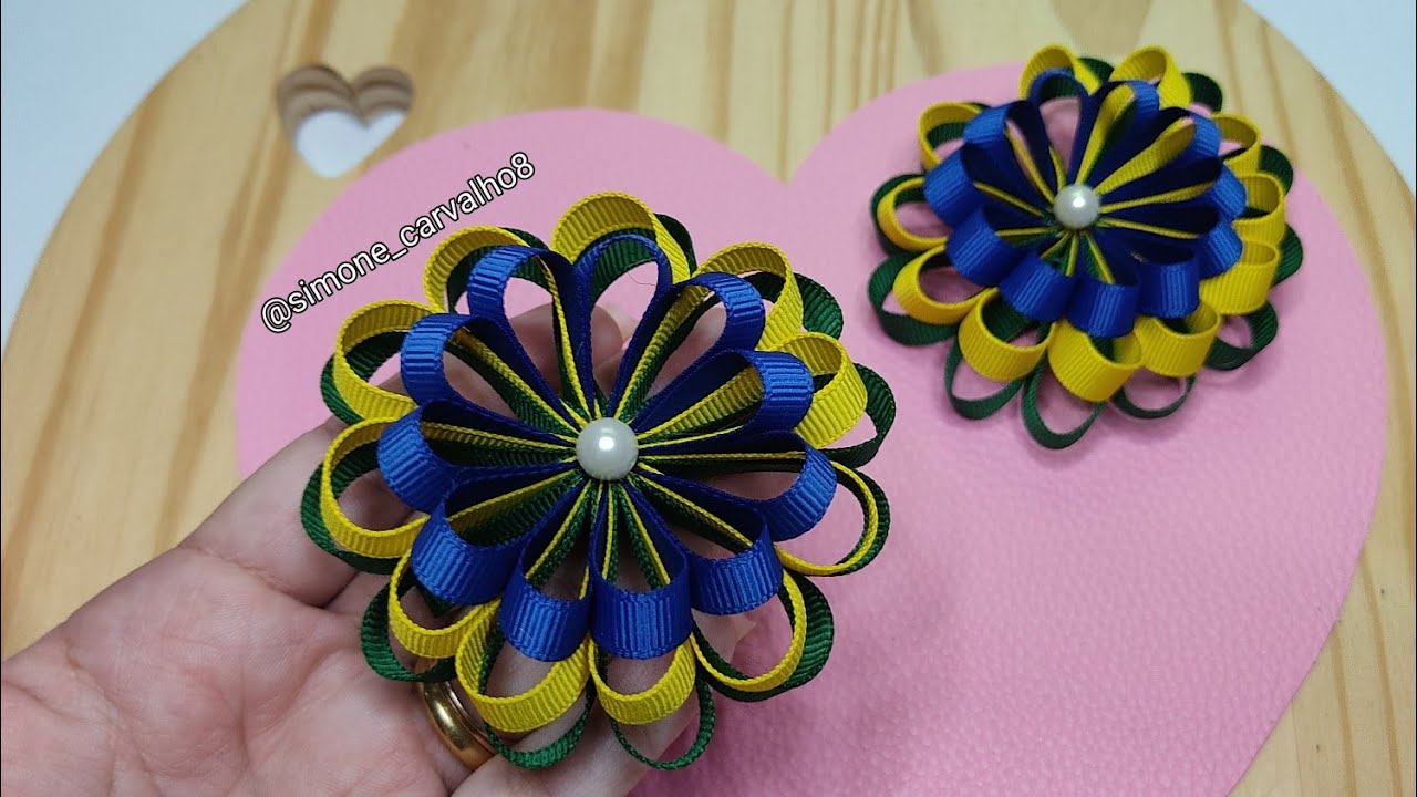 Flor de Fitas Copa do Mundo 2022 - Fita 10 mm - Flor Fácil Iniciante 🌼 ...