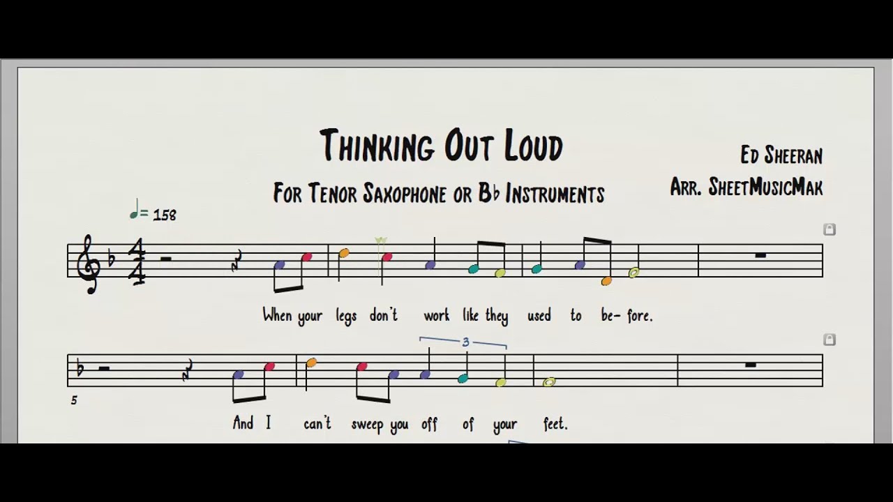 Saxophone Sheet Music Ed Sheeran Thinking Out Loud Youtube 8459