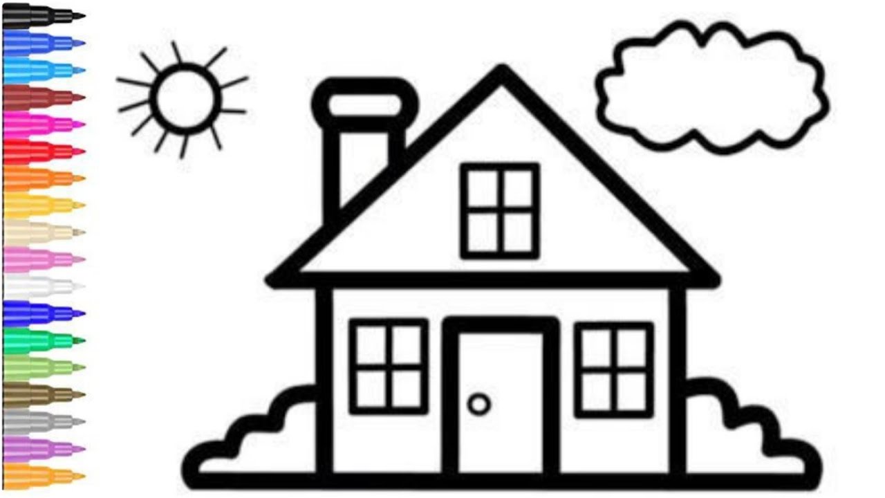 drawing house from shapes , how to draw house for kids, drawing and ...