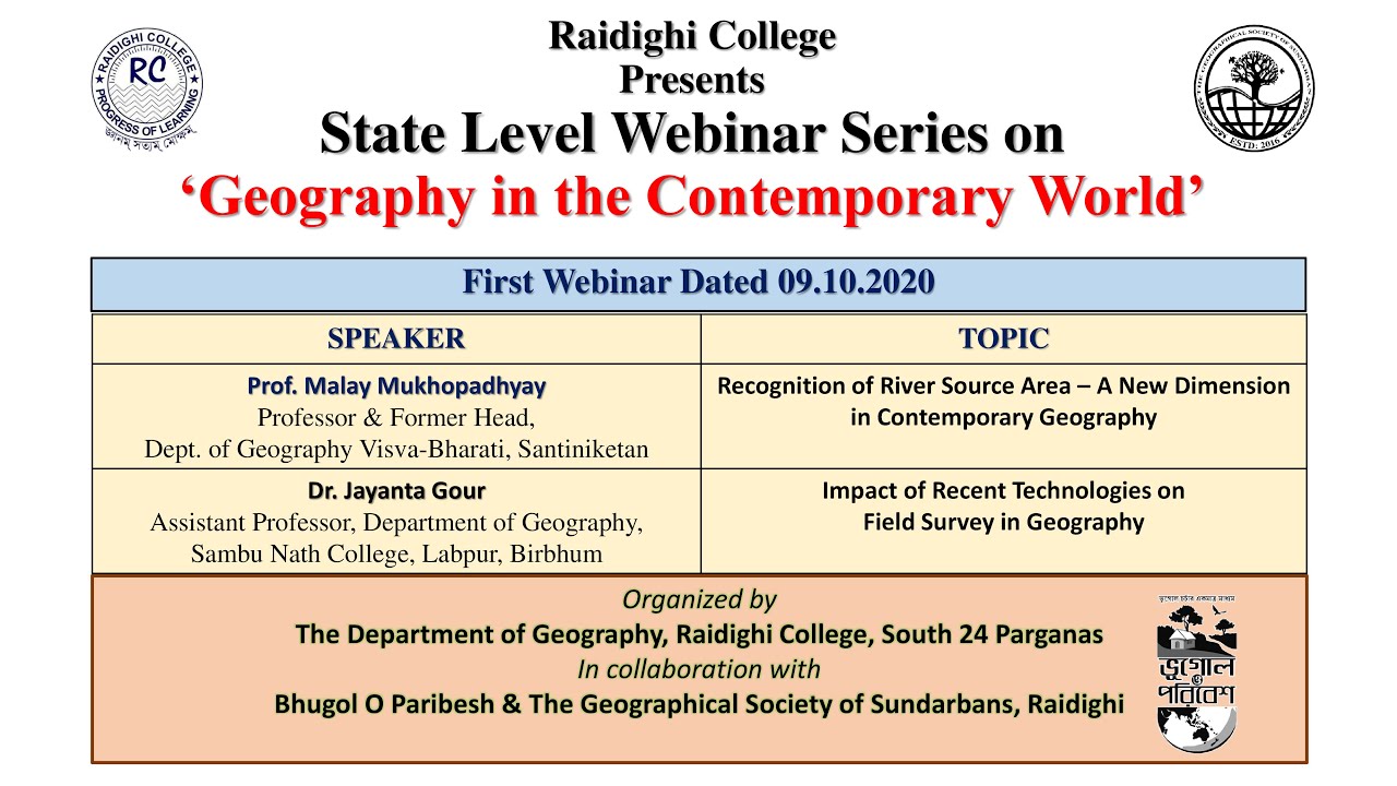 Department of Geography presents 1st Webinar of State Level Webinar ...