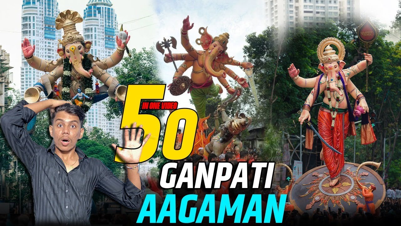 50 GANPATI AAGMAN IN ONE VIDEO 😱 Parel Cha Maharaja Aagman 2025 - YouTube