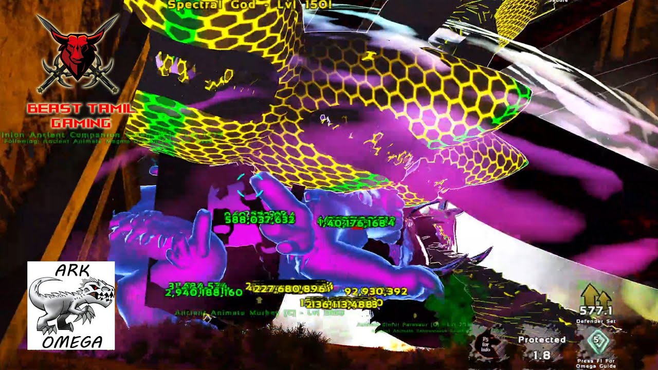 ARK OMEGA GOD OF PROTECTION AND DESTRUCTION BOSS FIGHT - YouTube