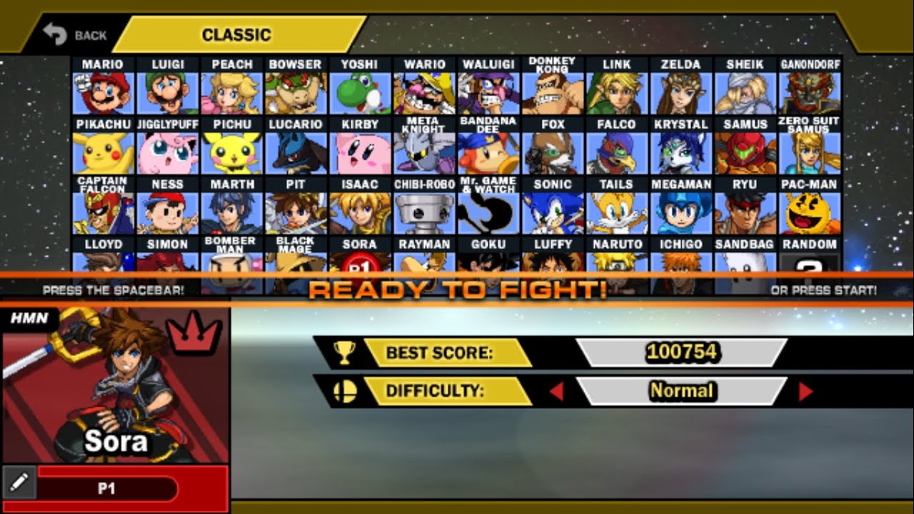 Super Smash Flash 2 - Sora Classic Mode Full Gameplay (100K SCORE ...