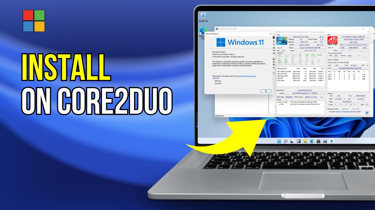 Installing Windows 11 On Core2Duo with 2GB RAM, PC From 2007 | Low End ...