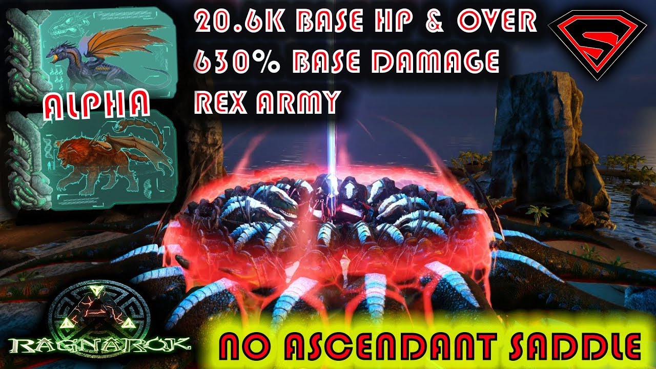 ARK RAGNAROK BOSS FIGHT HARD - ARK SUPER MUTATED REX ARMY WITH 20K HP ...