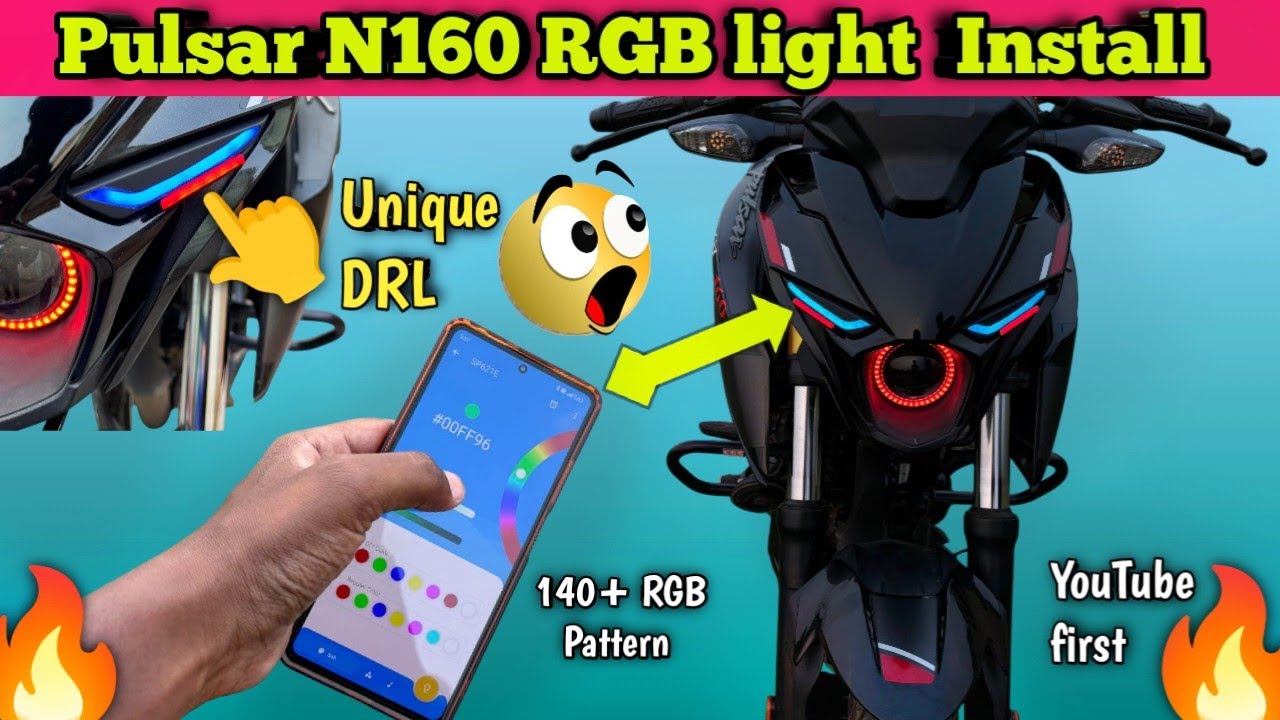 Pulsar N160 RGB light Install🔥| Bluetooth control DRL || pulsar N160 ...