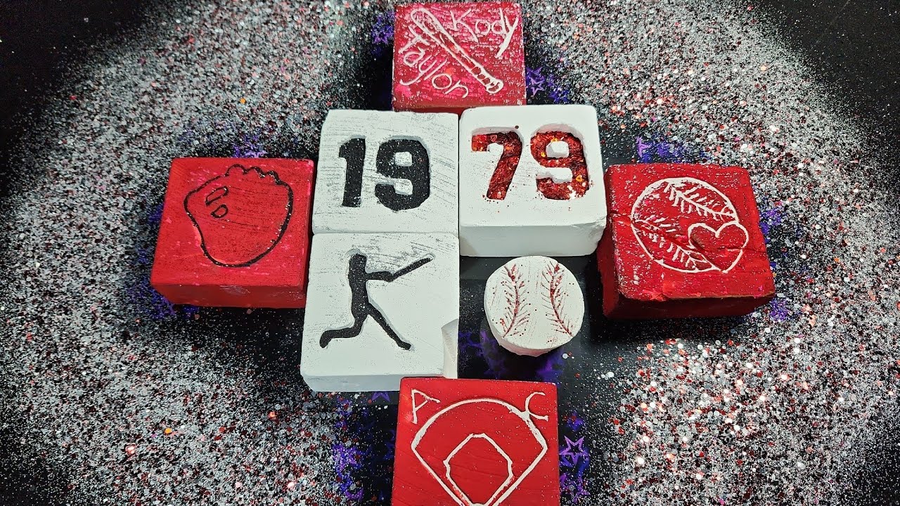 Dyed Chalk Blocks | Softball and Baseball | Glitter Carved Chalk | ASMR ...