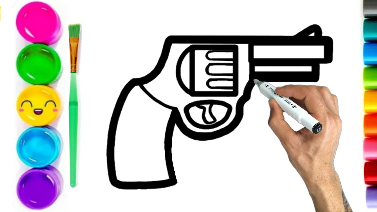 How to draw cute Gun | Easy drawing Gun | Painting and Coloring for ...