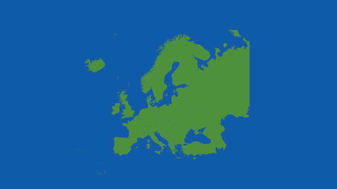 Europe Map Blue Screen - Green Screen Footage - YouTube