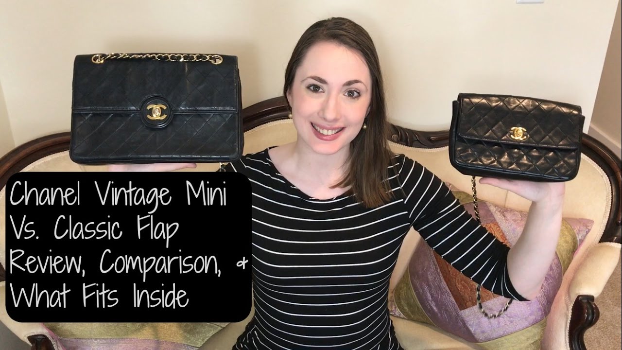 Chanel Vintage Mini Vs. Classic Flap Comparison | What Fits Inside ...
