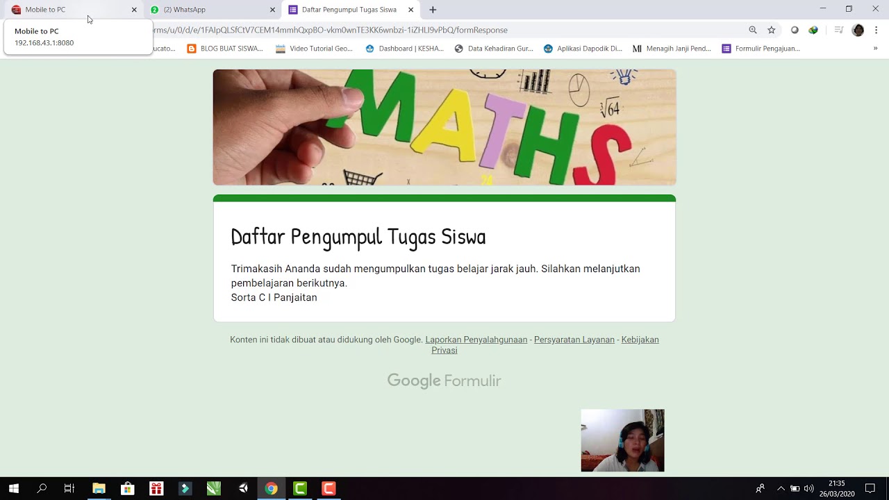 Tutorial Mengumpul Tugas Melalui Link Google form - YouTube