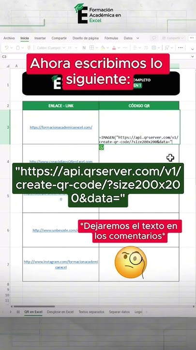 Códigos QR rápidamente en Excel. 😎 #excel #exceltips #formacionacademicaexcel - YouTube